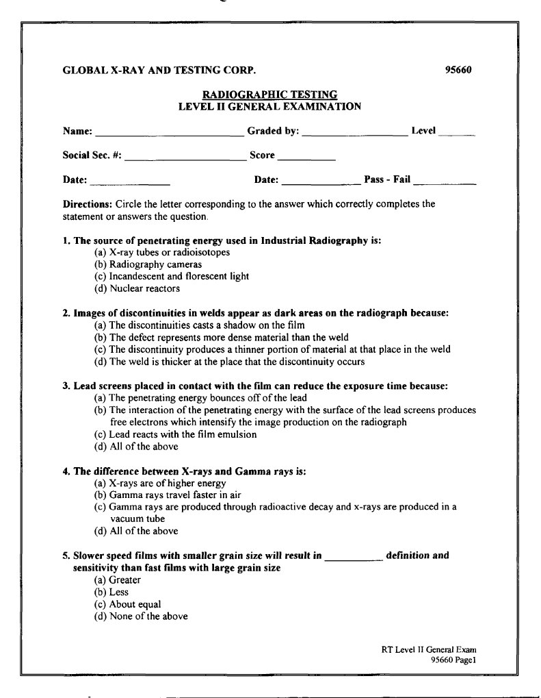 RT LEVEL LL EXAM 08 - 30 - 06 | PDF