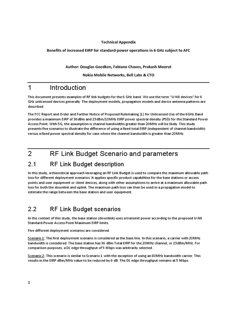 2.1 RF Link Budget Description | PDF | Bandwidth (Signal Processing ...