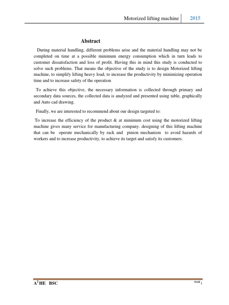 Motorized Lifting Machine Design Analysis | PDF | Gear | Crane (Machine)