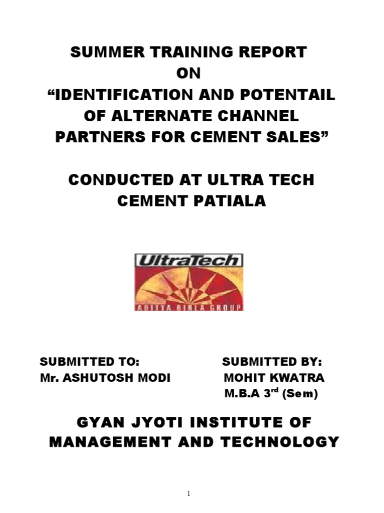 Final Ultra Tech Project | PDF | Cement | Concrete
