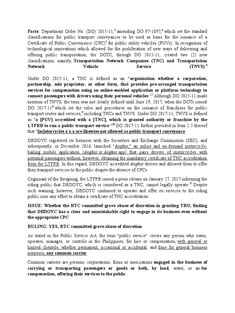 TNVS As Common Carriers | PDF | Common Carrier | Government