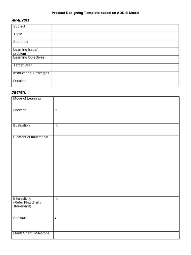 ADDIE Model Project Plan Template | PDF | Career & Growth