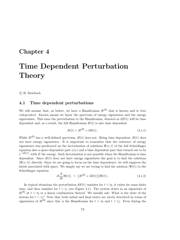 Time Dependent Perturbation Theory | PDF | Perturbation Theory (Quantum ...