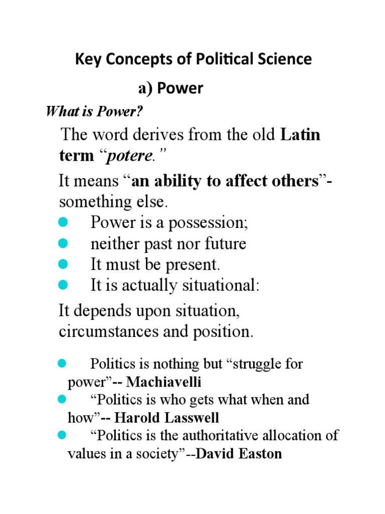 Key Concepts in Political Science | PDF | Power (Social And Political ...