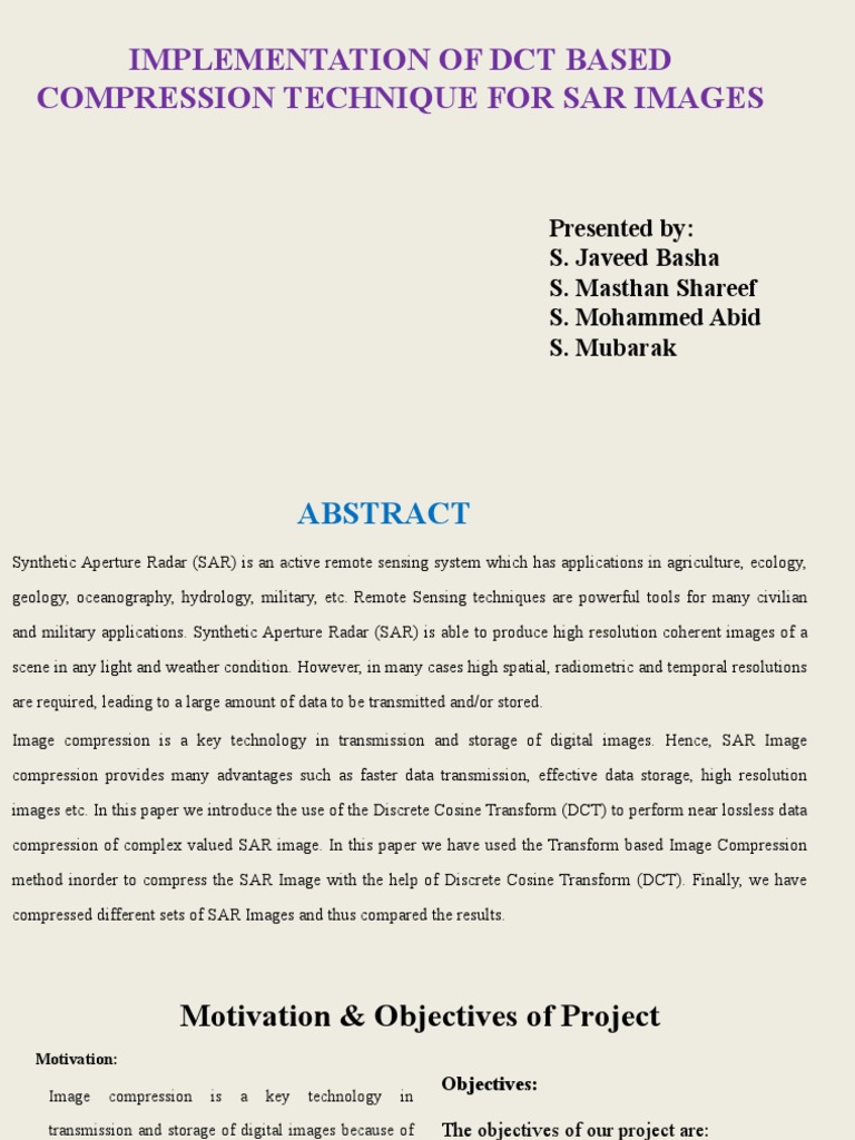 Implementation of DCT Based Compression Technique For Sar Images | PDF | Data Compression ...