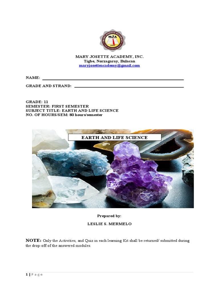Grade 11 - w2 - Earth and Life Science | PDF | Magma | Rock (Geology)