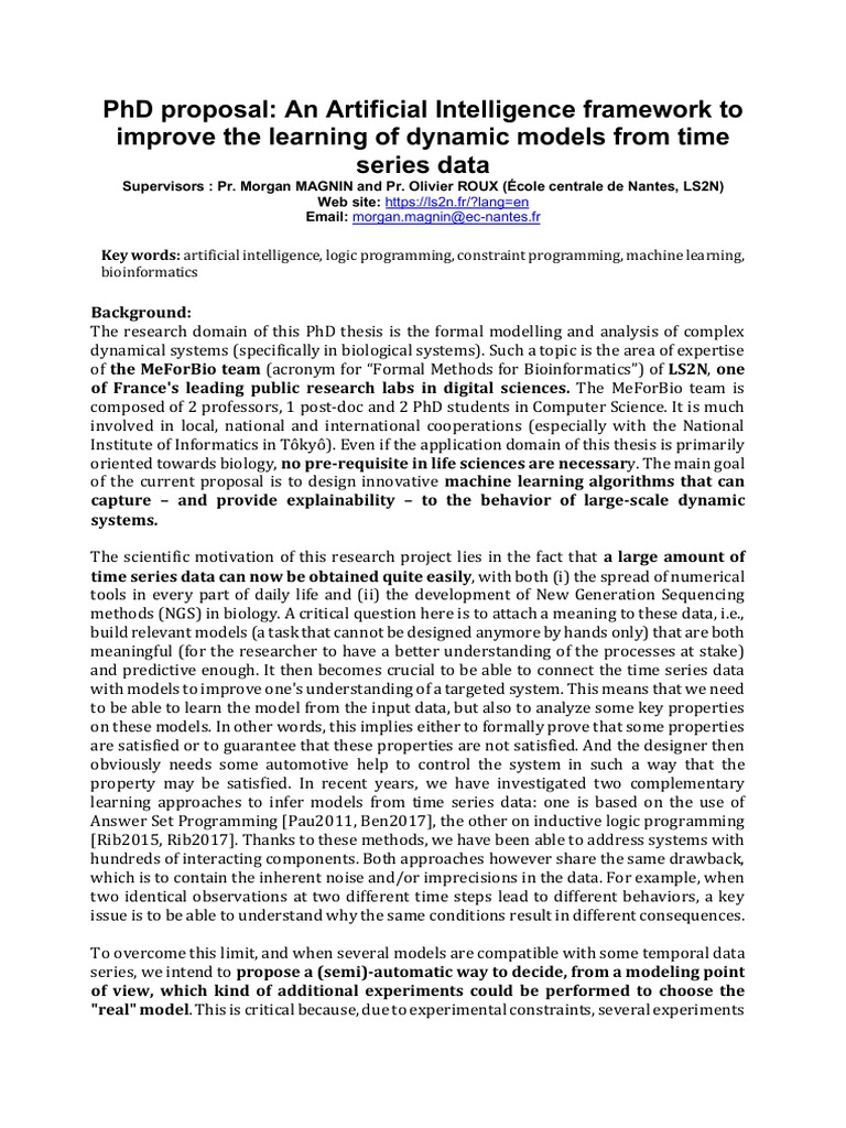 2019 PHD Proposal Ai Machine Learning Bioinformatics | PDF | System ...