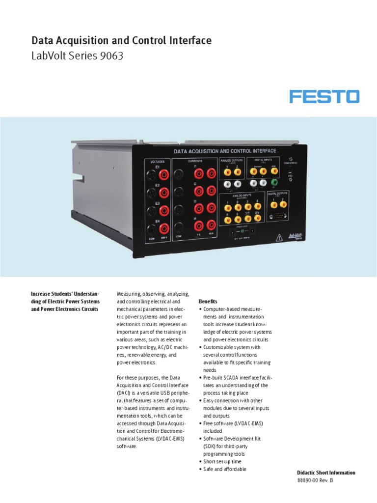 Labvolt Series 9063: Data Acquisition and Control Interface | PDF | Power Inverter | Electricity