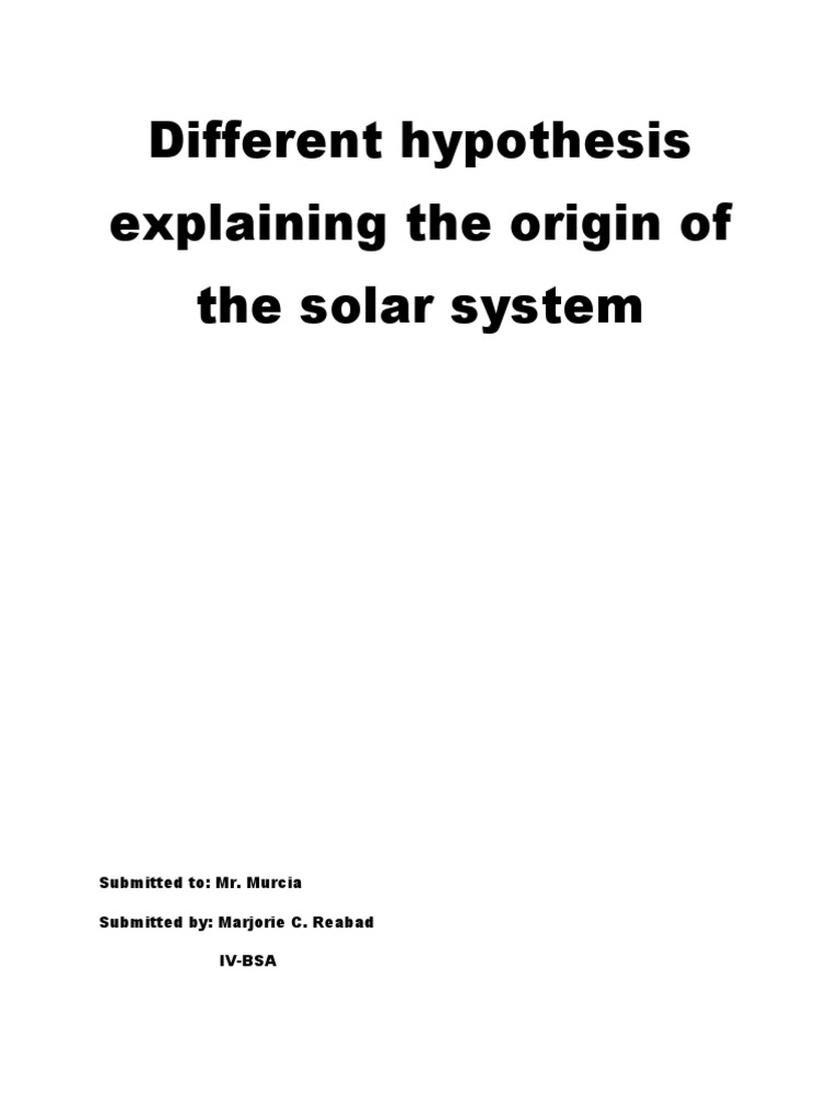 Solar System Hypothesis