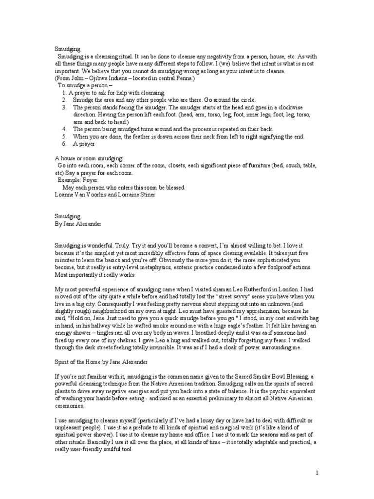 Smudging Lesson | Download Free PDF | Rituals | Prayer
