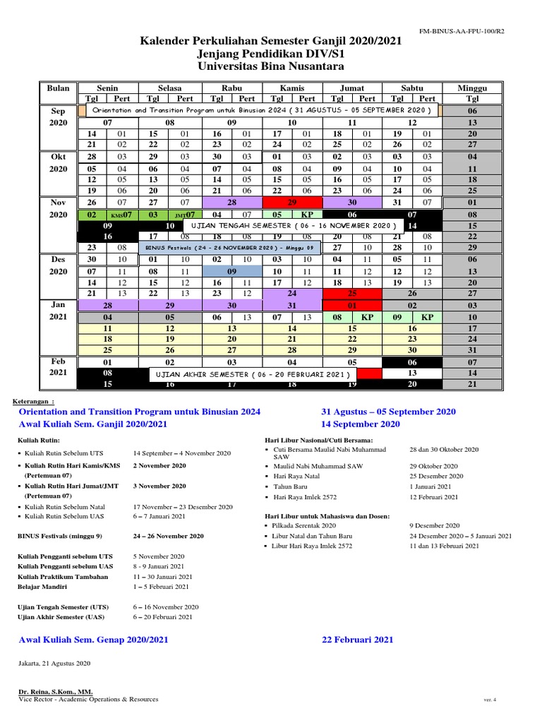 Kalender Perkuliahan S1 Semester Ganjil 2020-2021 | PDF