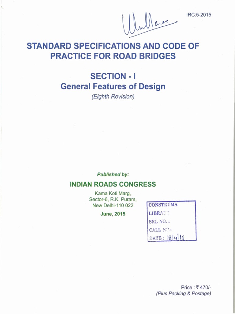 IRC:5-2015 Road Bridge Design Code | PDF | Road | Tunnel