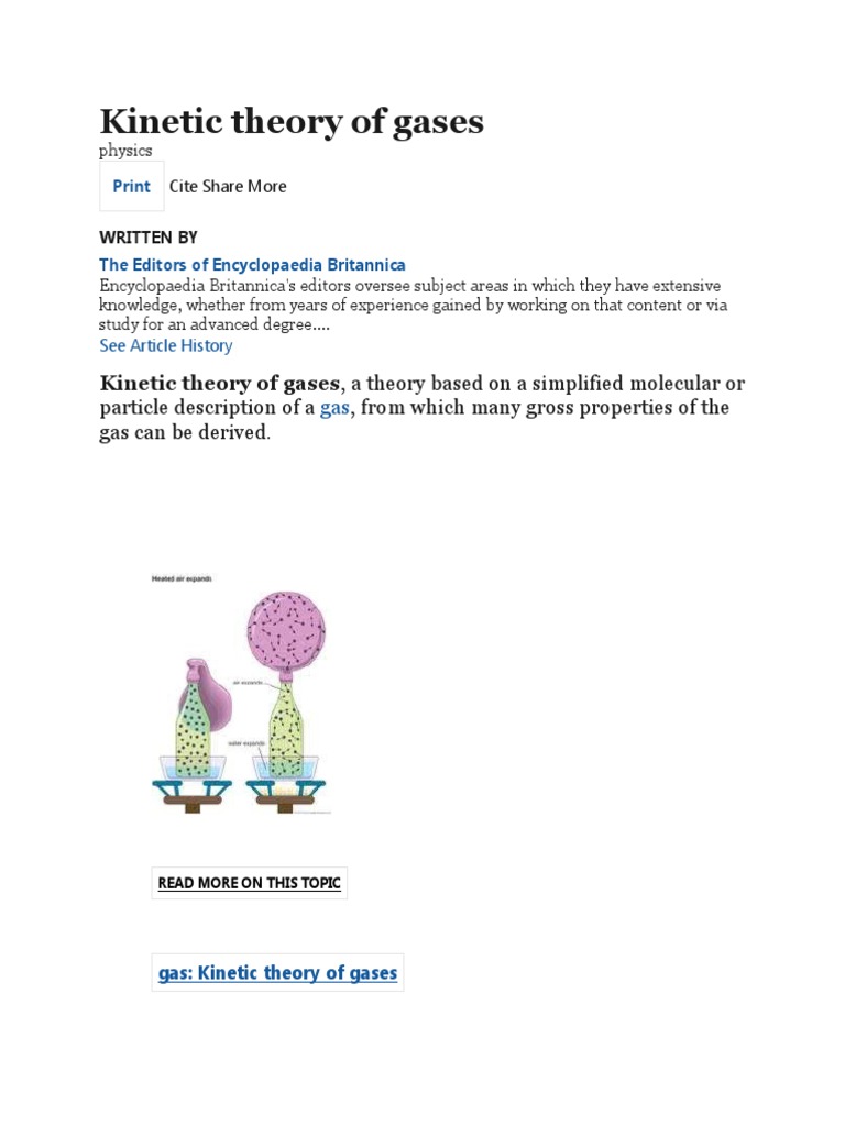 Kinetic Theory of Gases | PDF | Gases | Classical Mechanics