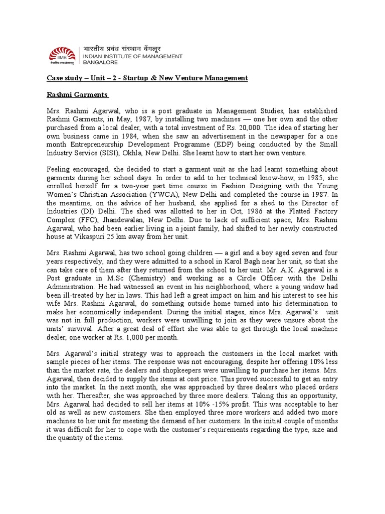 Case Study Unit 2 Startup Pdf Profit Economics Economies