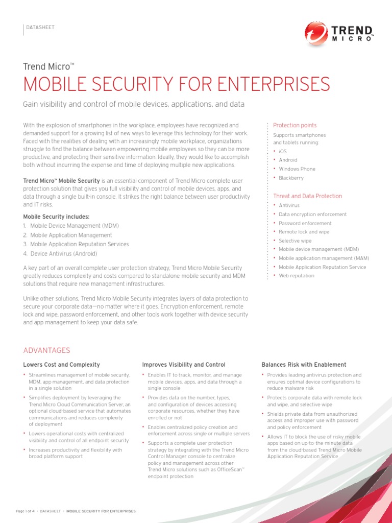Datasheet Mobile Security For Enterprises | PDF | Mobile App | Windows ...