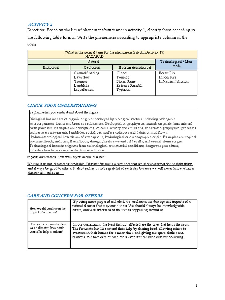 Module 1 Activity 2 | PDF | Natural Disasters | Hazards