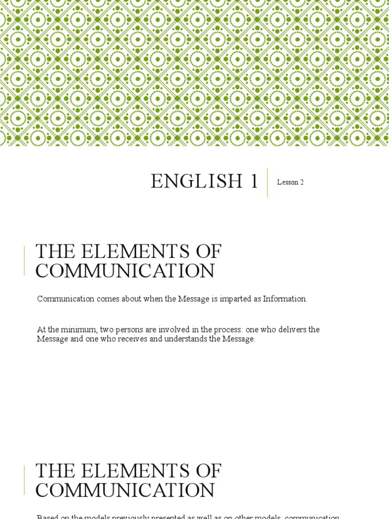 English 1 Lesson 2 | PDF | Noise | Communication