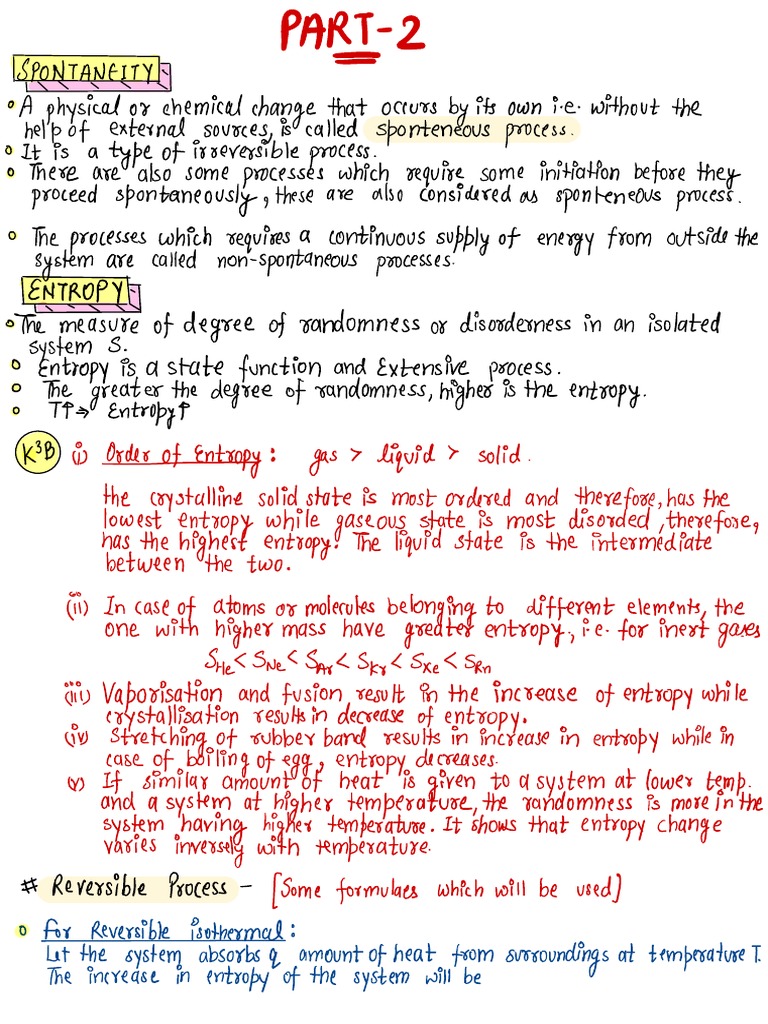 Thermodynamics Class 11 Part 2 | Download Free PDF | Second Law Of Thermodynamics | Entropy