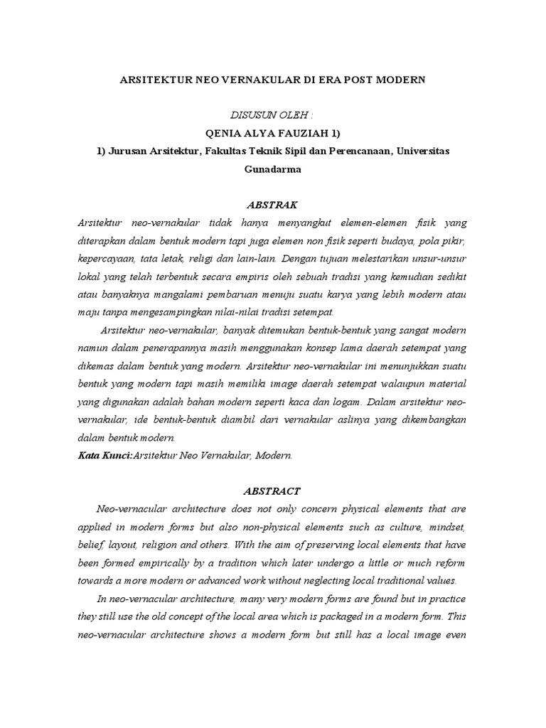 Arsitektur Neo Vernakular | PDF