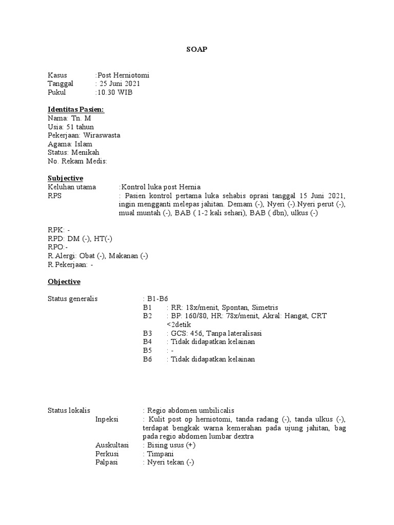 SOAP POST Hernia | PDF
