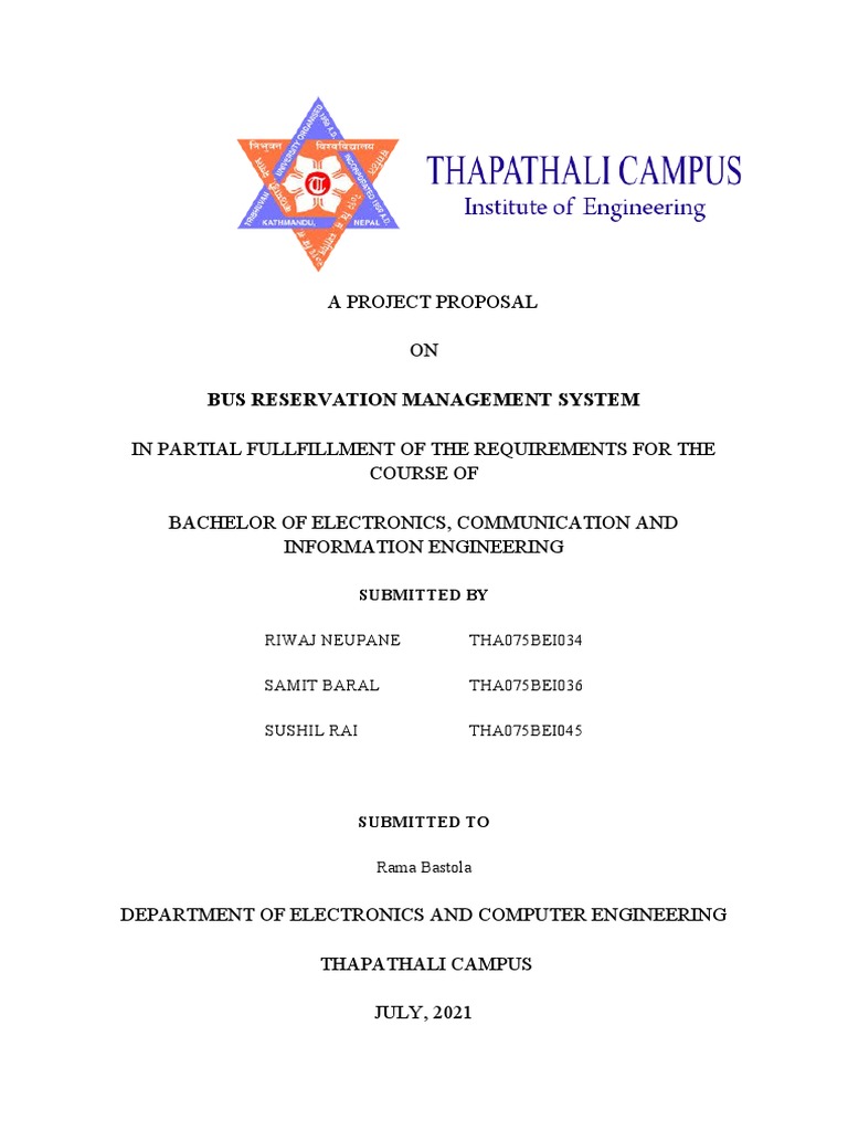 A Project Proposal ON: Bus Reservation Management System | PDF | Feasibility Study | Computer ...