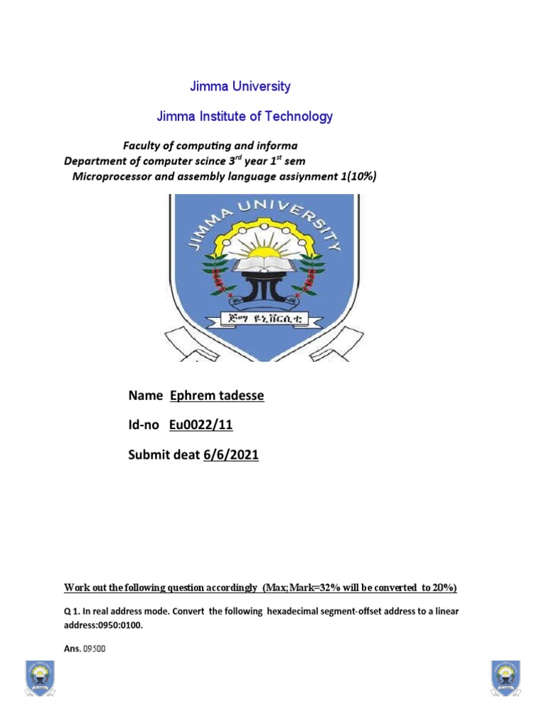 Microprocessor Assignment Guide | PDF | Teaching Methods & Materials