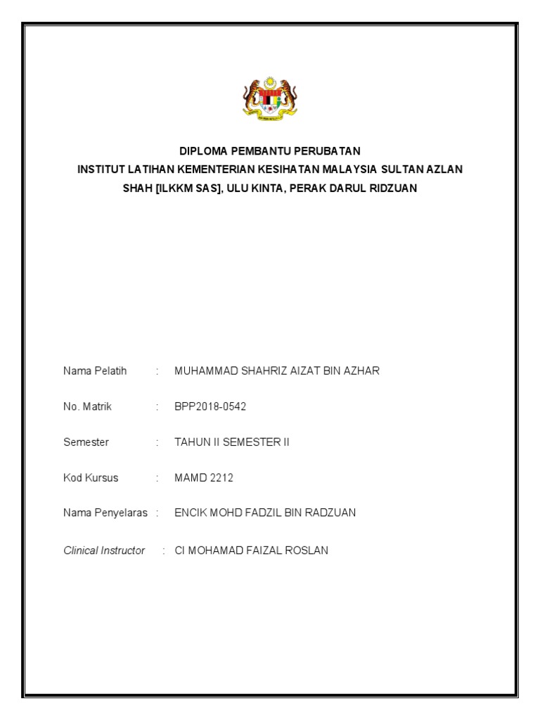 Diploma Pembantu Perubatan Institut Latihan Kementerian Kesihatan ...