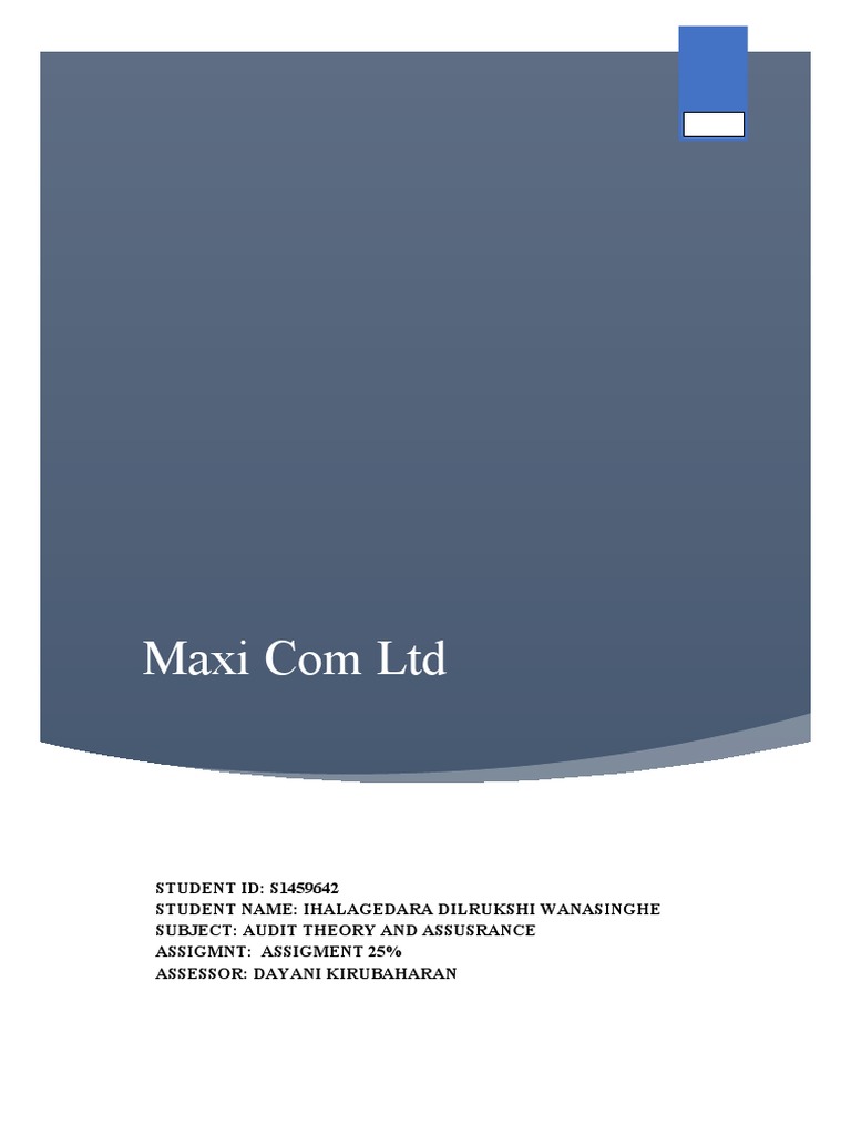 Audit Assignment | PDF | Going Concern | Audit