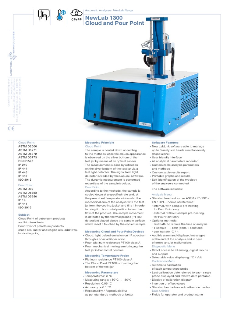 Newlab 1300 Cloud and Pour Point: Automatic Analysers: Newlab Range | PDF | Manufactured Goods ...
