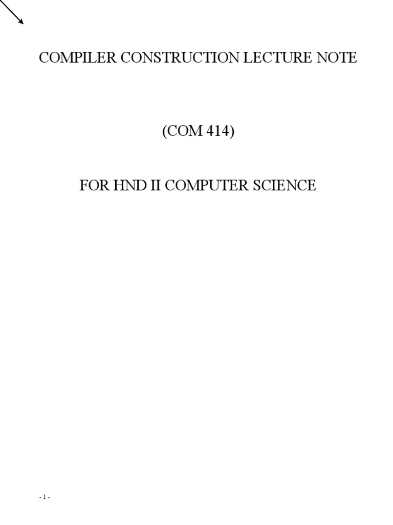 2018 Com 414 (Compiler Construction) | PDF | Compiler | Parsing