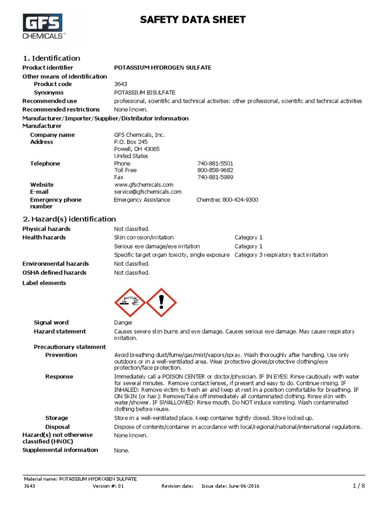 Safety Data Sheet: 1. Identification | PDF | Dangerous Goods | Firefighting