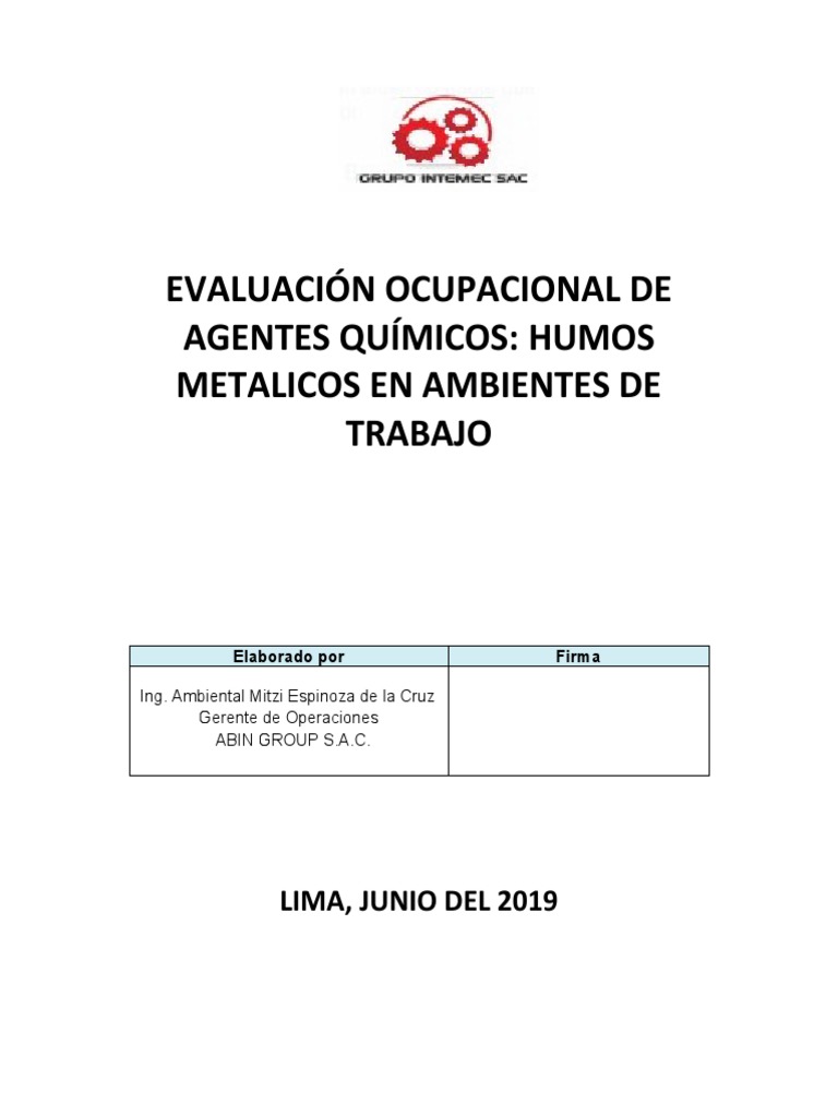 Informe Humos Metalicos | PDF | Elementos metálicos | Soldadura