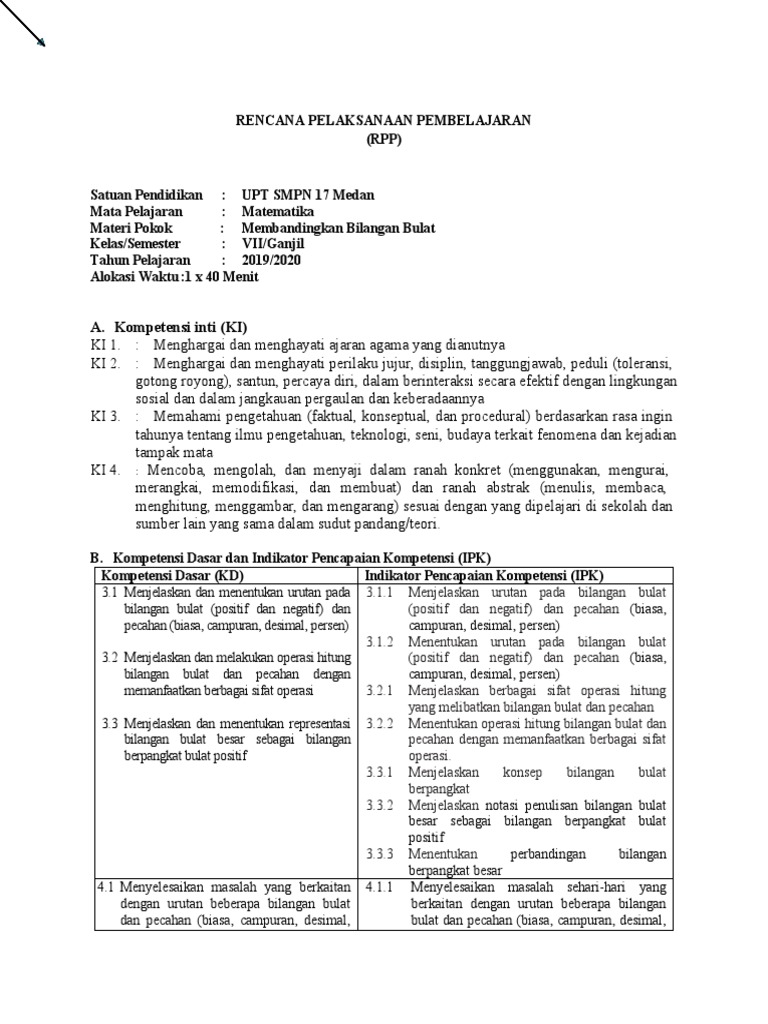 LKPD RPP Bilangan Bulat | PDF