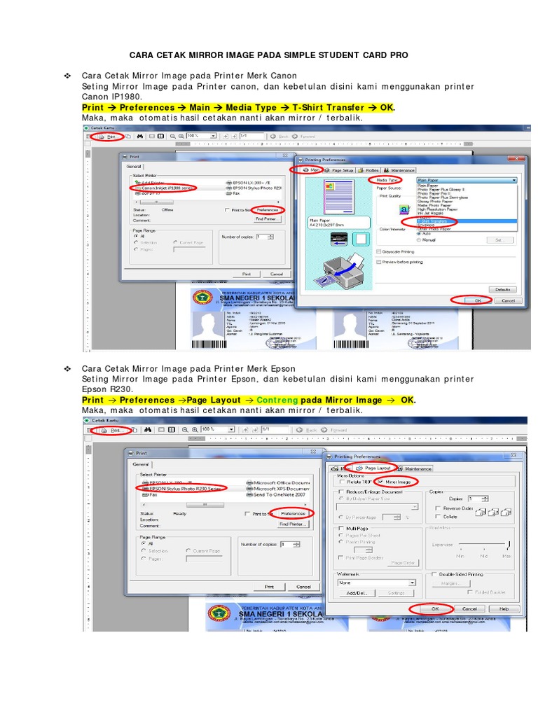 Cara Cetak Mirror Image | PDF
