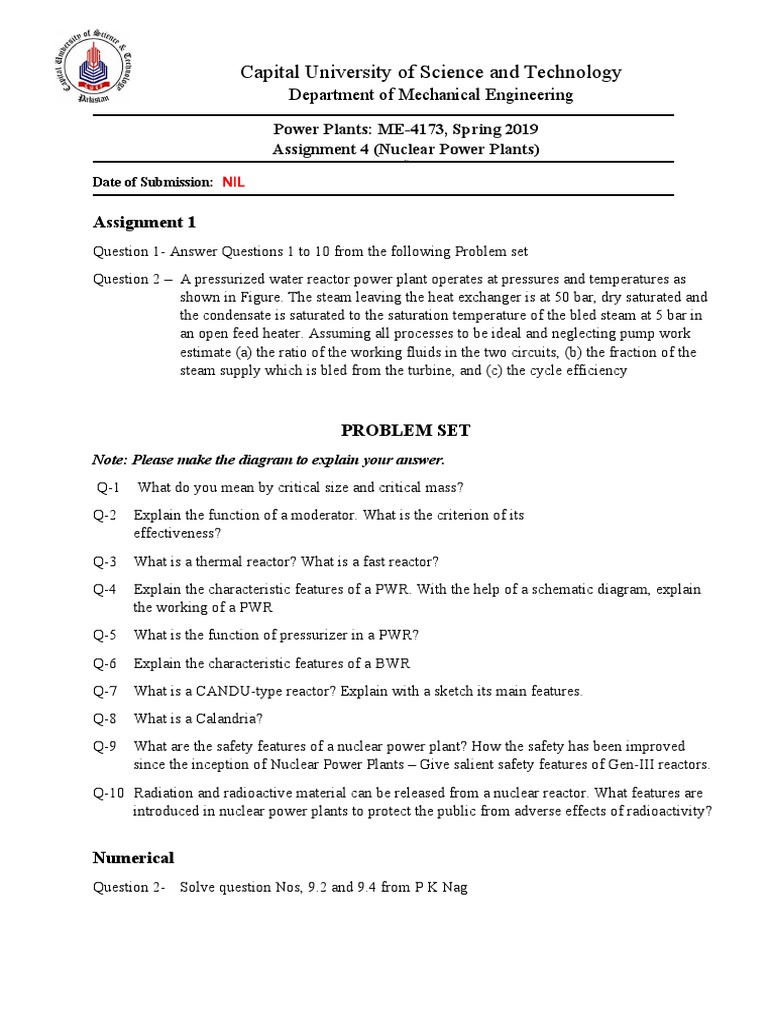 Capital University of Science and Technology: Assignment 1 | Descargar gratis PDF | Pressurized ...