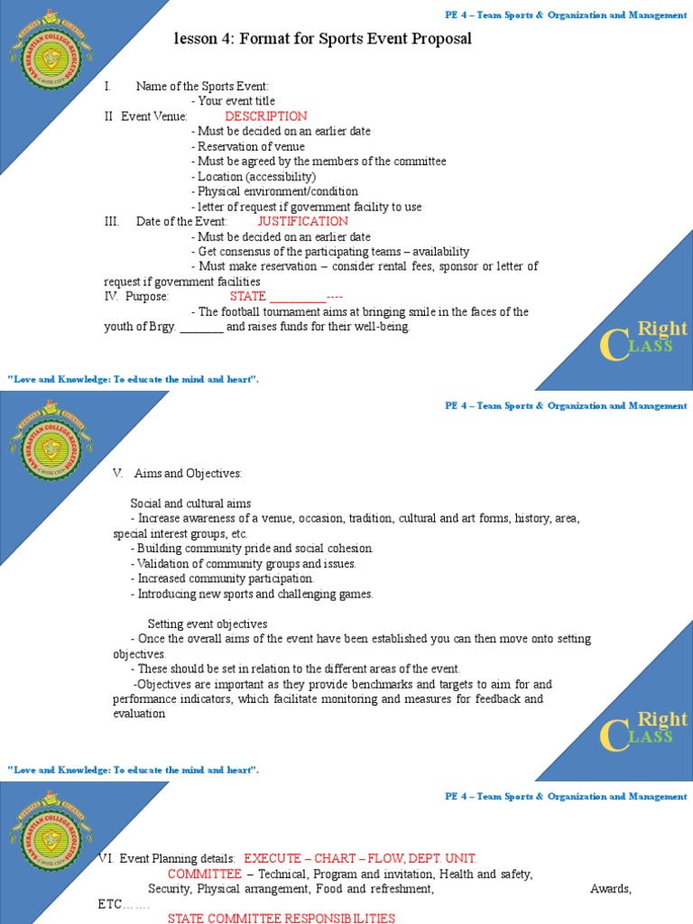 Lesson 4 Format For Sports Event Proposal | Download Free PDF | Sports ...