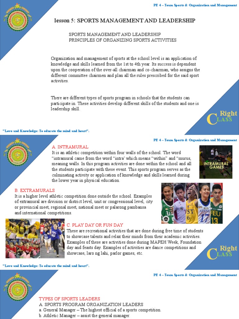 Lesson 5 Sports Management and Leadership For LMS | PDF | Referee | Sports