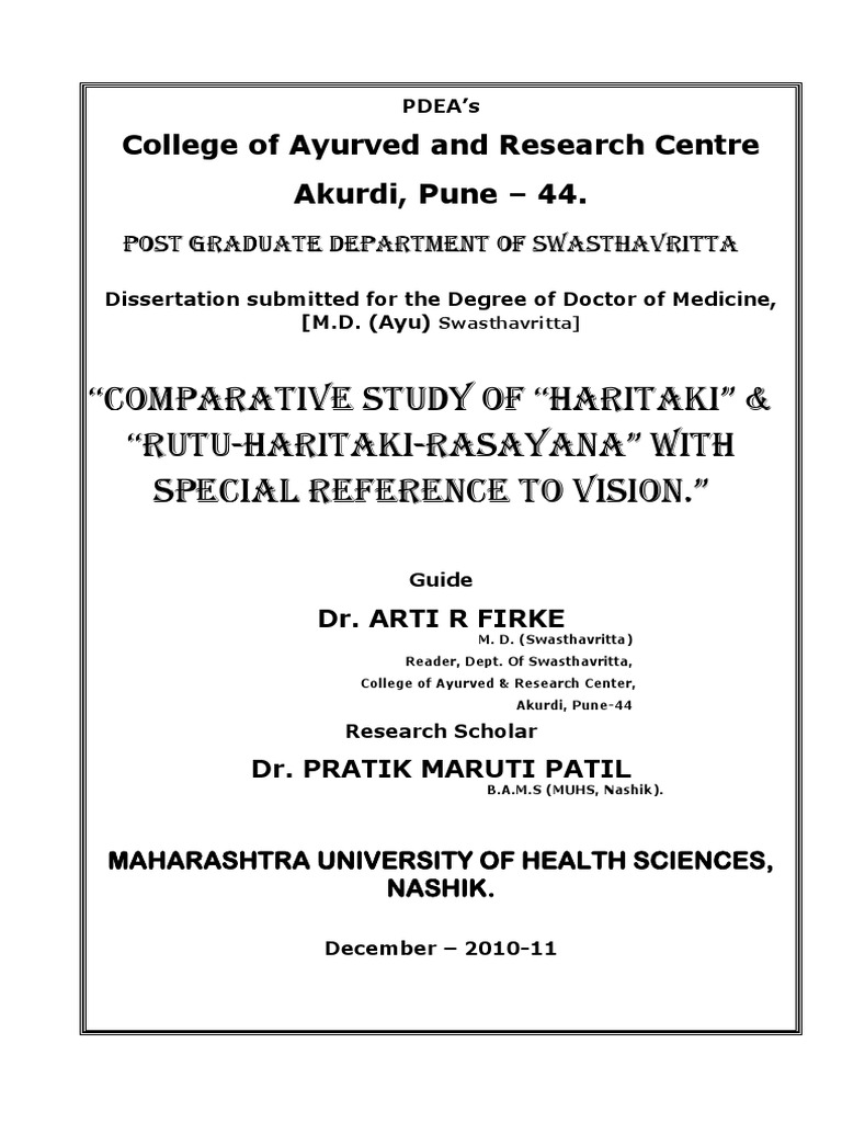 Rutu Haritaki Thesis | Download Free PDF | Nature | Wellness