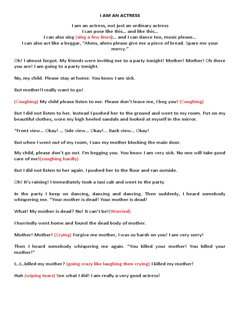 A Daughter's Neglect: An Actress's Dramatic Monologue Depicting the ...