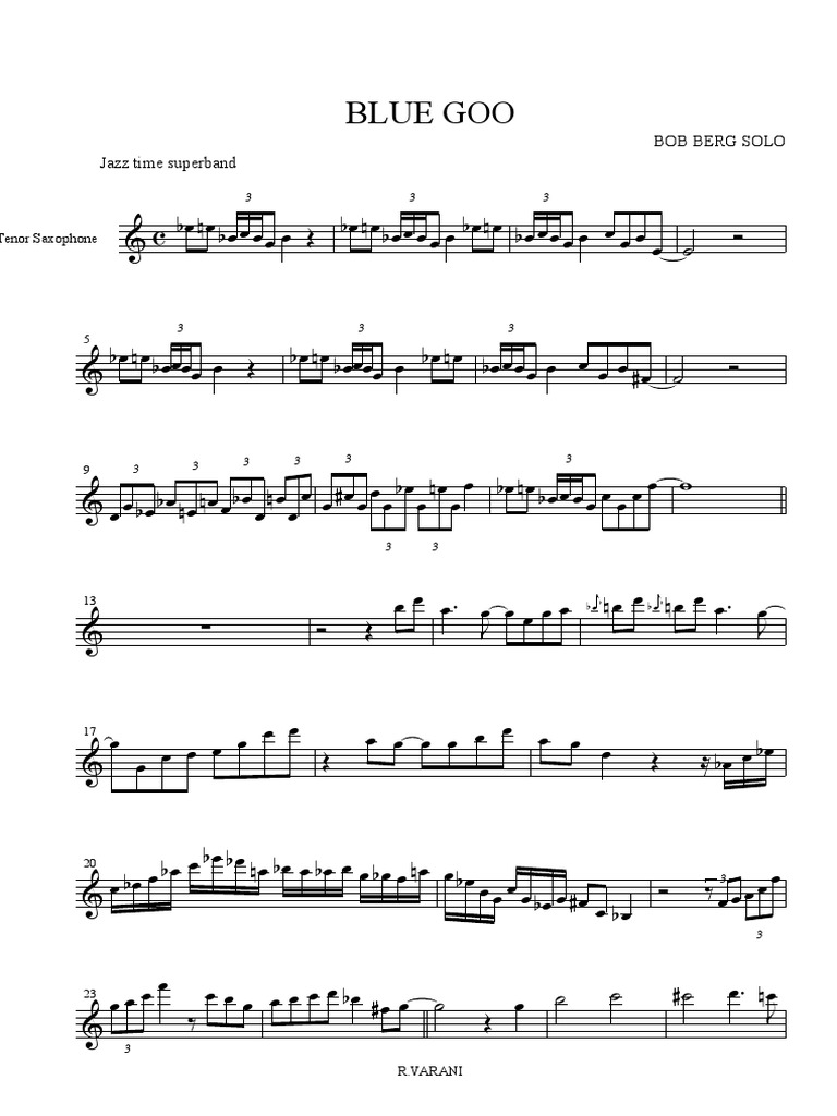 Blue Goo: Bob Berg Solo Jazz Time Superband | PDF | American Styles Of ...