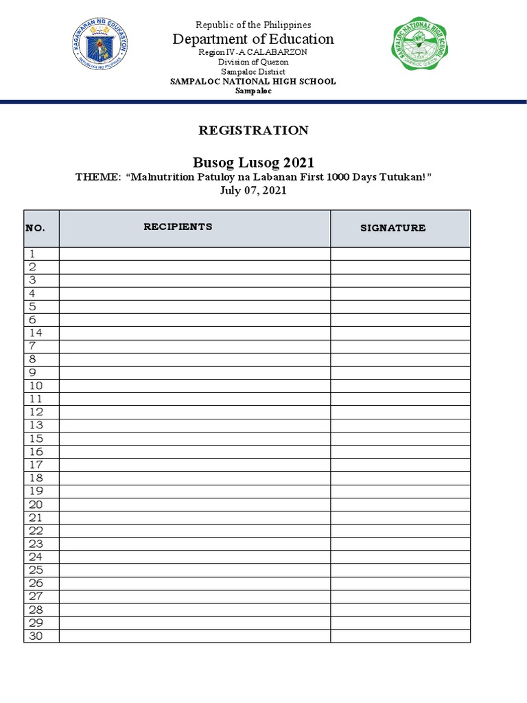 Busog Lusog 2021: Department of Education | PDF