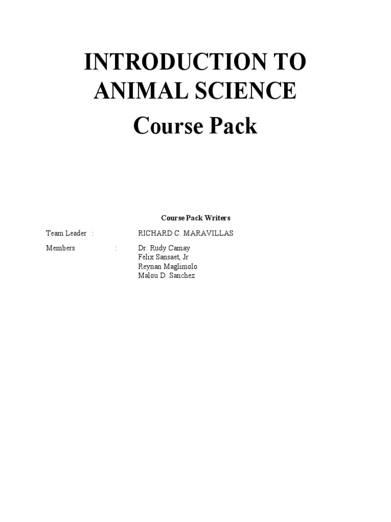 AnSci1 Introduction To Animal Science Course Pack | PDF | Human Body ...