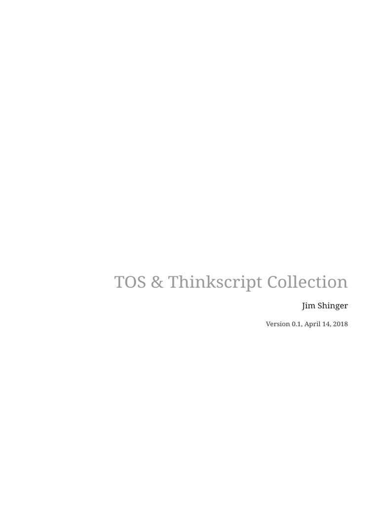 Tos And Thinkscript Collection Pdf Computing And Information Technology Software