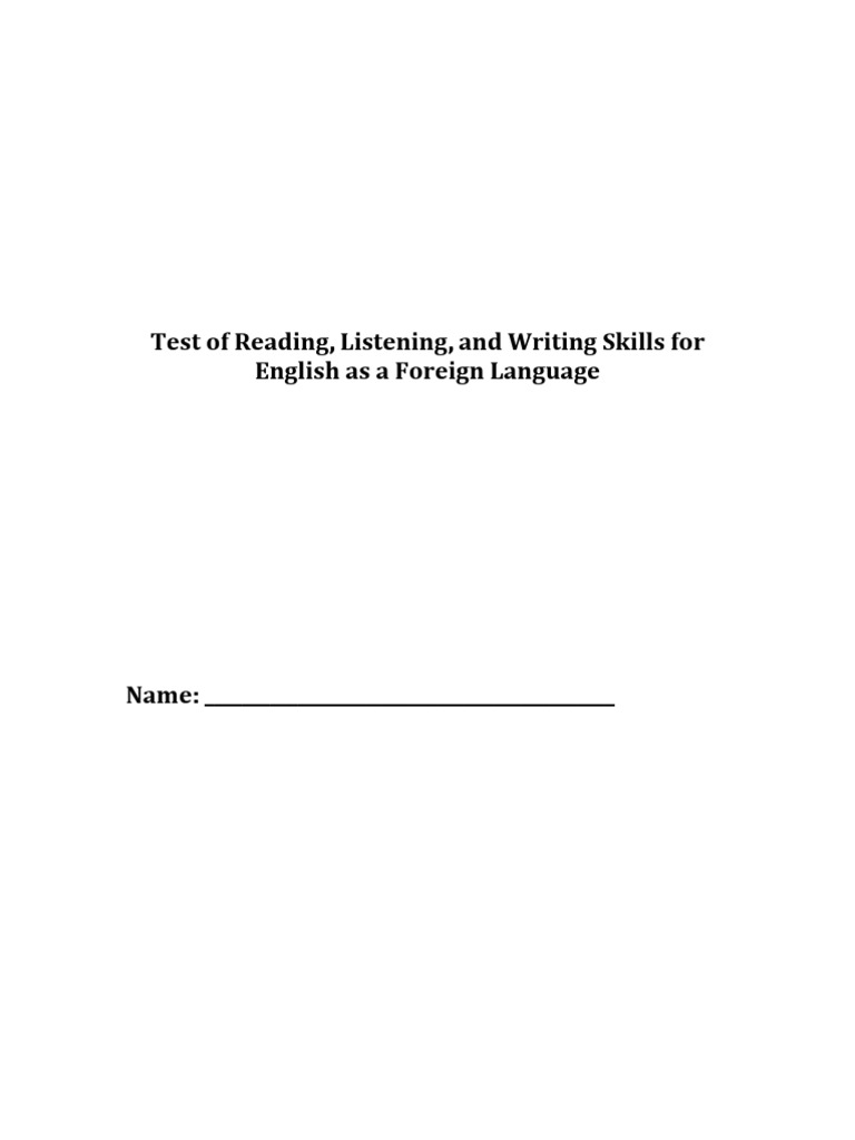 Test of RLW Skills | PDF
