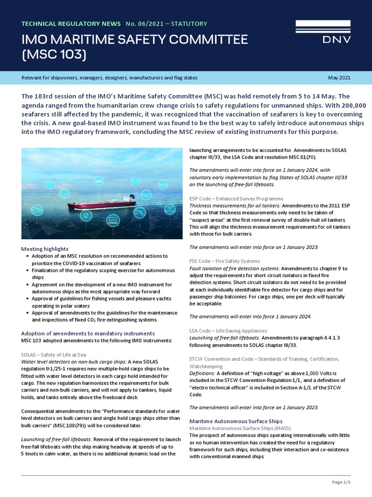 DNV Technical and Regulatory News No06 2021 | PDF | Ships | Shipping