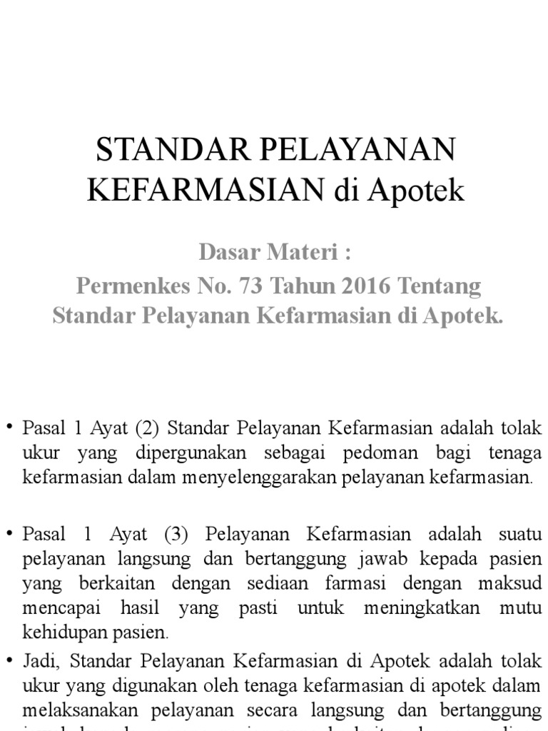 Materi Standar Pelayanan Kefarmasian Di Apotek Pdf