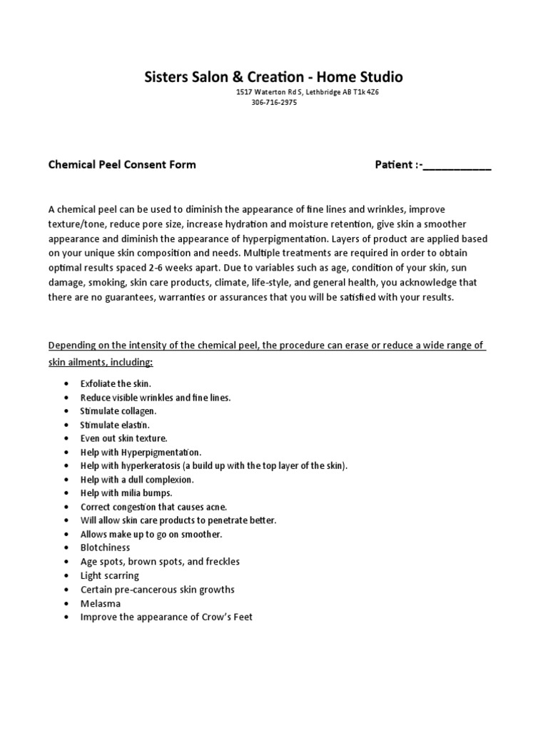 Chemical Peel Consent Form | PDF