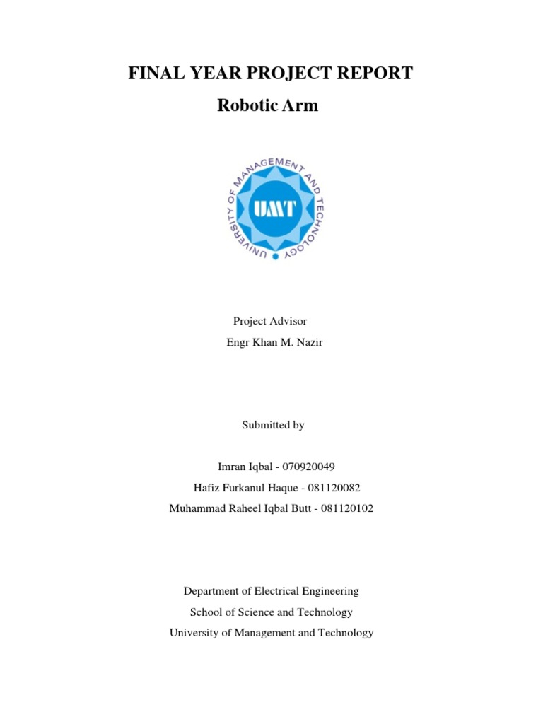 Final Year Project Report Robotic Arm | PDF | Robot | Robotics