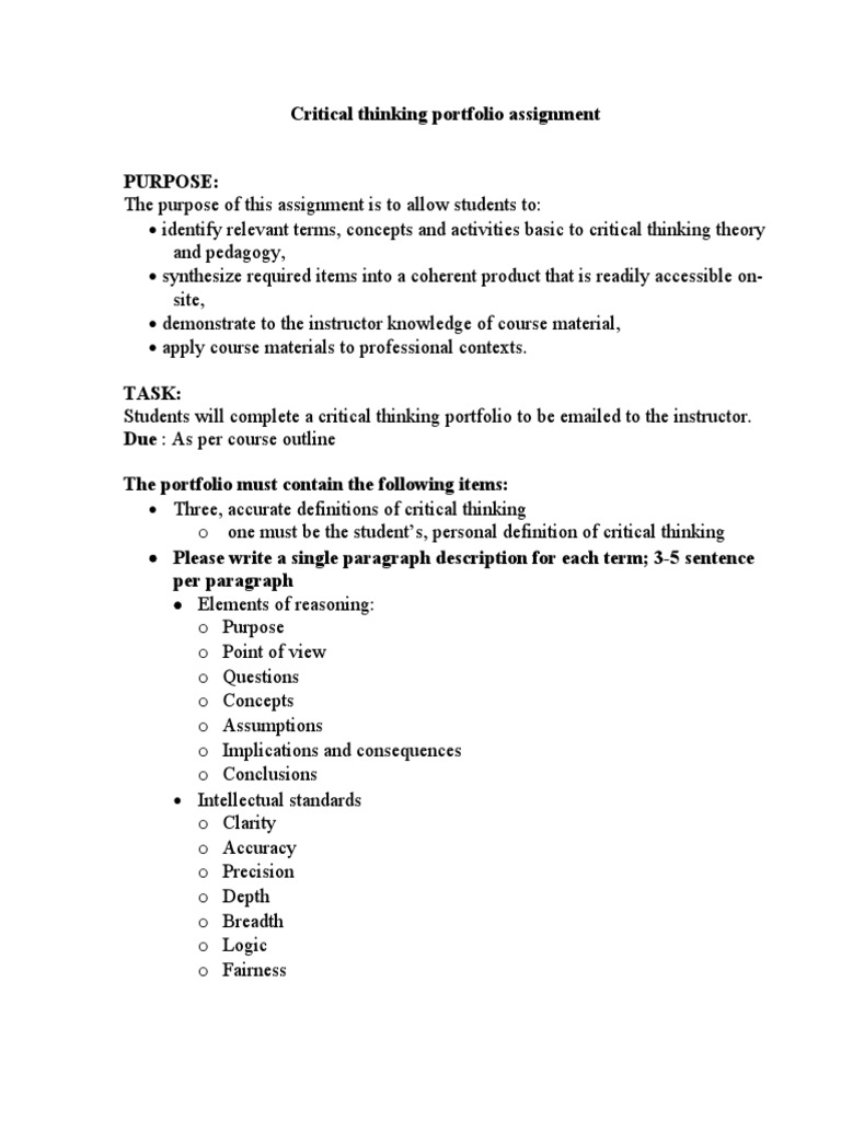 ED4391 SSI Critical Thinking Portfolio Assignment | PDF | Critical ...