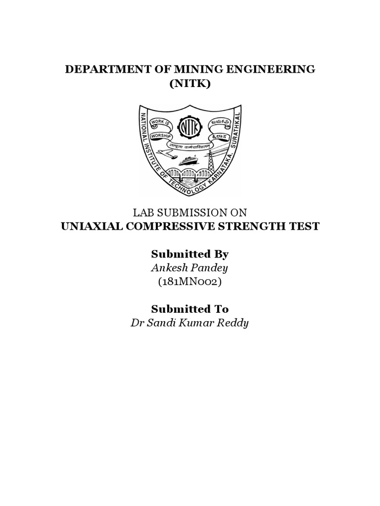 Lab 8 - Uniaxial Compressive Strength Test | PDF | Strength Of ...